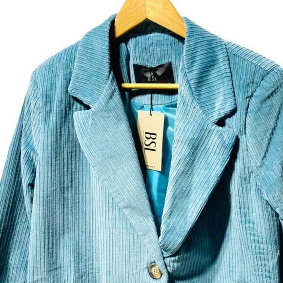 BSL | Jackets & Coats | Bsl Corduroy Classic Fit Blazer Teal Blue ...